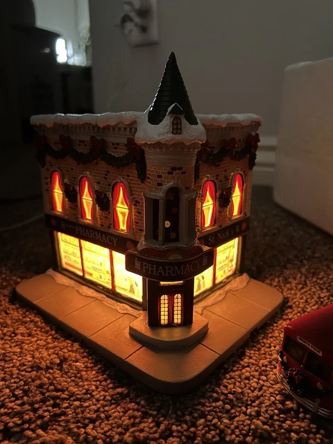 HAWTHORNE CHRISTMAS VILLAGE Coca-Cola St Nicks pharmacy bus light cable ...