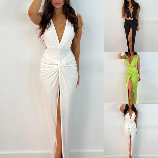 L GANTE ROBE MAXI sans dos pour femme soir e f te robe de bal fendue robe EUR 32,40 - PicClick IT