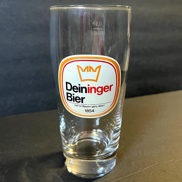 VINTAGE GERMAN DEININGER Bier Beer Glass Hand Blown Veba Glass 16 fl oz ...