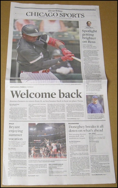 7/7/2022 CHICAGO TRIBUNE Newspaper Sports Eloy Jimenez HR White Sox vs ...