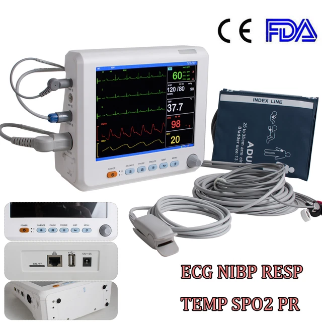 8&PATIENT MONITOR MEDICAL CCU ICU Vital Signs ECG NIBP RESP TEMP SPO2 ...