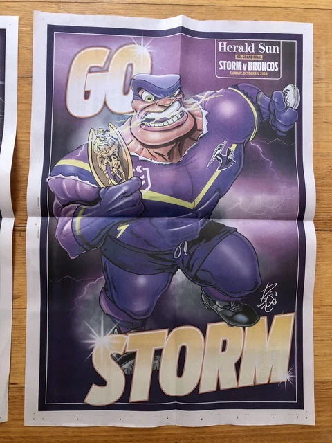 2 X MELBOURNE Storm 2025 NRL Grand Final Posters Herald Sun Papenhuyzen ...