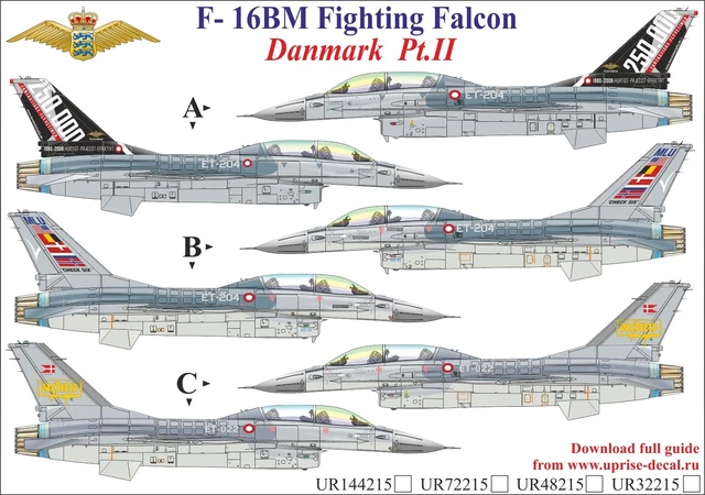 1:48 DECAL F-16BM Fighting Falcon Danmark Pt.2 (FFA film ) UpRise ...