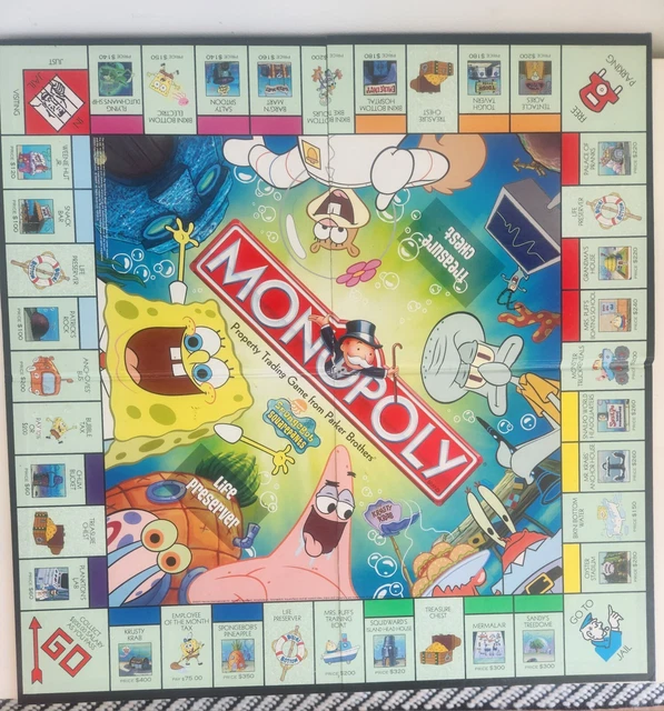 NICKELODEON MONOPOLY SPONGEBOB Square Pants 2005 Foldable Full Size ...