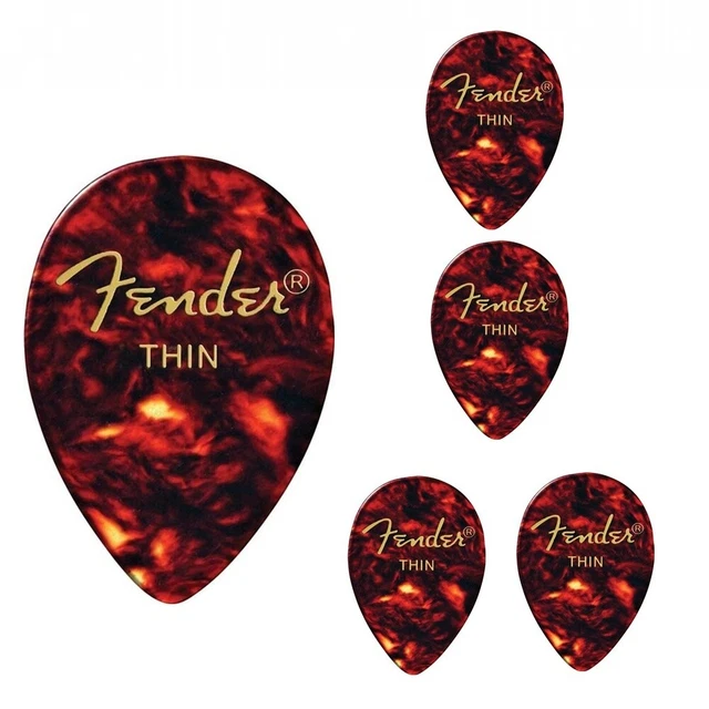 FENDER PREMIUM CELLULOID Guitar Picks 358 Shell Thin - 5 Picks Teardrop ...