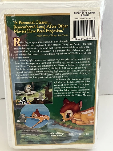 &BAMBI& VHS WALT Disney Masterpiece Collection SEALED Fully Restored ...