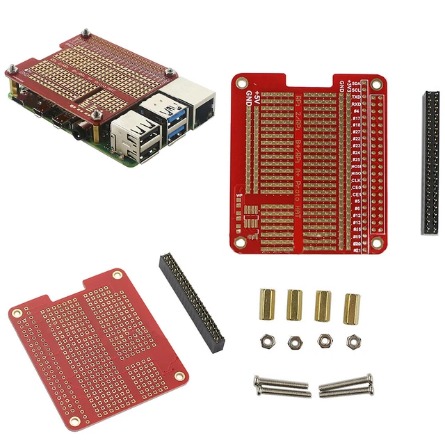 HAT SHIELD GPIO Extension Motherboard Set Kits for Raspberry Pi 4B/3B ...