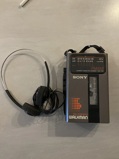 VINTAGE SONY WALKMAN (WM-F36) Cassette Tape Recorder w/ SONY MDR-101 ...