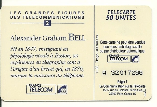 RARE / TELEPHONE Card - Graham Bell Inventor Of The Phone France ...