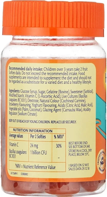 HALIBORANGE HAPPY TUMMIES Immune Support Strawberry Softies Age 3-12 £5 ...
