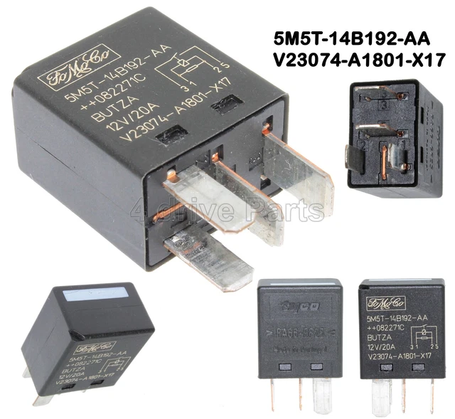 5M5T14B192AA FORD JAGUAR Multi-Use Black Relay 4-Pin Micro Tyco V23074 ...