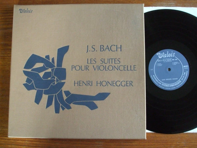 VERY RARE FRENCH Box 3Lp Henri Honegger Js Bach Cello Suites Valois Cmb ...