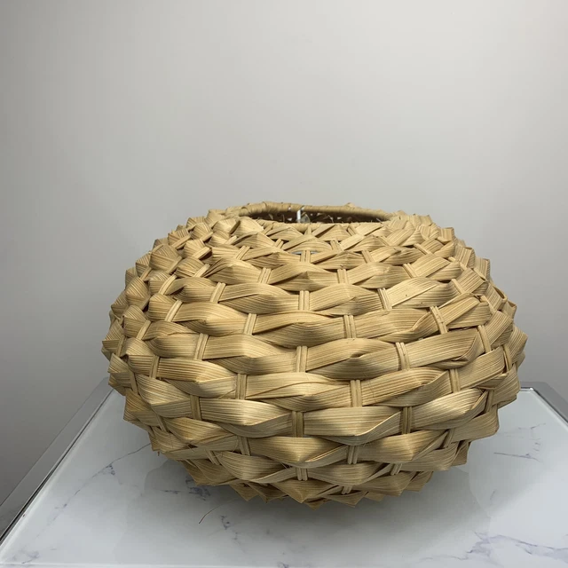 BAMBOO LAMPSHADE VINTAGE Lobster Pot Hand Woven Rattan Pendant Shade ...