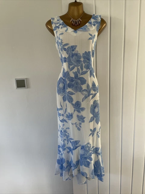 JACQUES VERT MIDI dress size 10 blue Mother Of The Bride Occasion ...