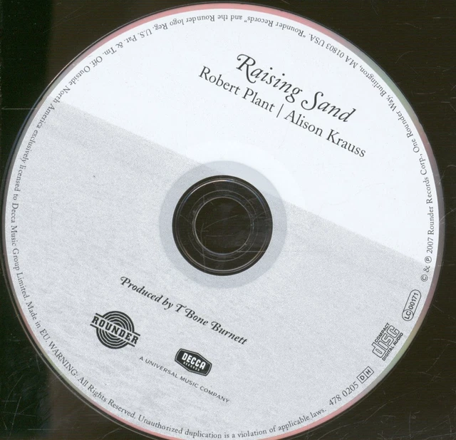 ROBERT PLANT AND Alison Krauss Raising Sand CD Europe Rounder 2007 Has ...