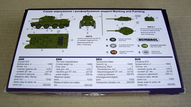 UMT 676 PLASTIK Modellbausatz 1:72 Panzer "BT-7A" mit L-11 ...