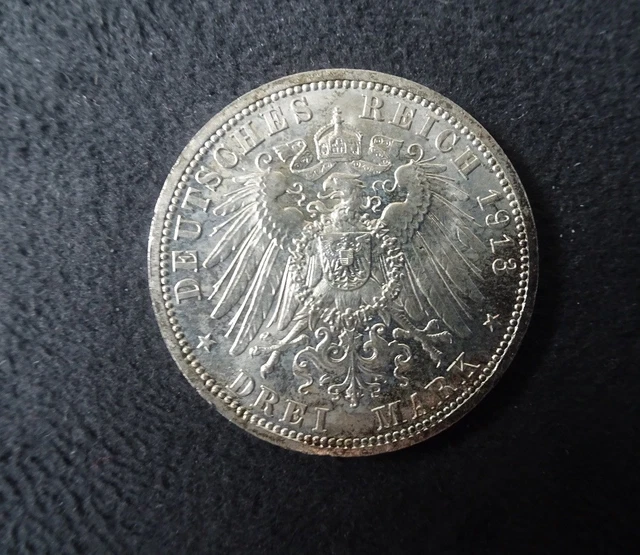 SILBERMÜNZE DREI MARK DR 1911 A,Wilhelm II/ Friedrich Wihelm III ...