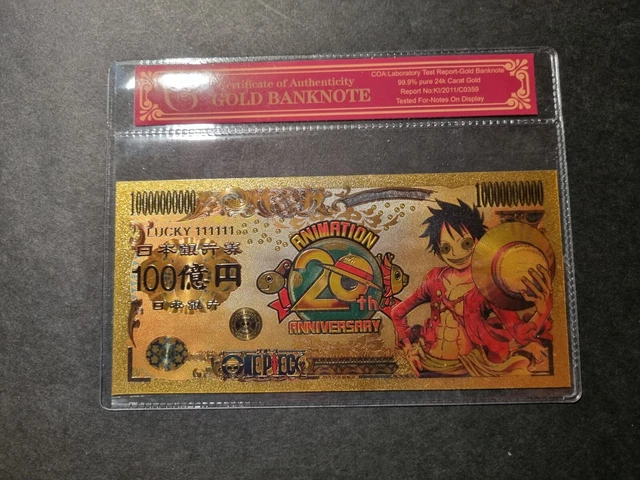 MONKEY D. LUFFY - One Piece - Banconota Dorata Da Collezione - 20Th ...