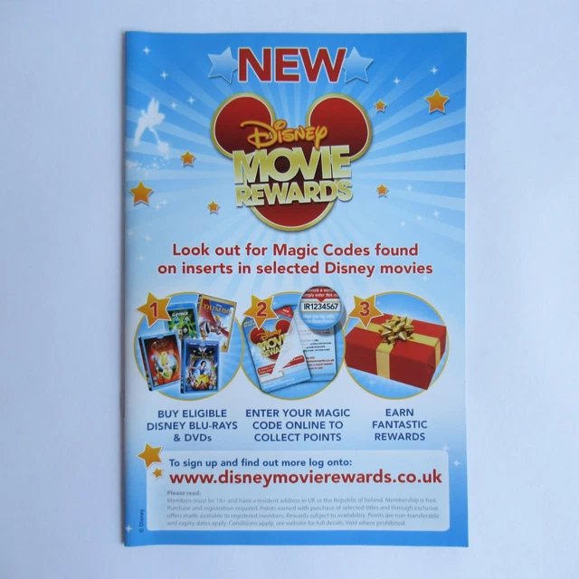 VINTAGE DISNEY MOVIE Rewards Promotional Leaflet Flyer DVD Blu-Ray BV71 ...