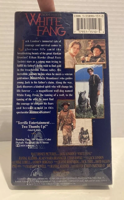 DISNEY WHITE FANG VHS 1991 NEW & SEALED Ethan Hawke Jack London Classic ...