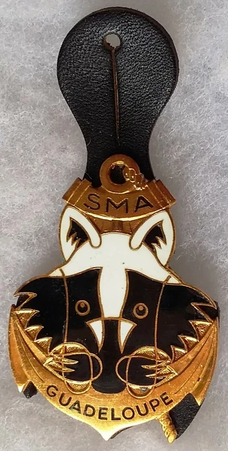 SMA MILITARY SERVICE Leather Badge Adapted GUADELOUPE ORIGINAL Enamel ...