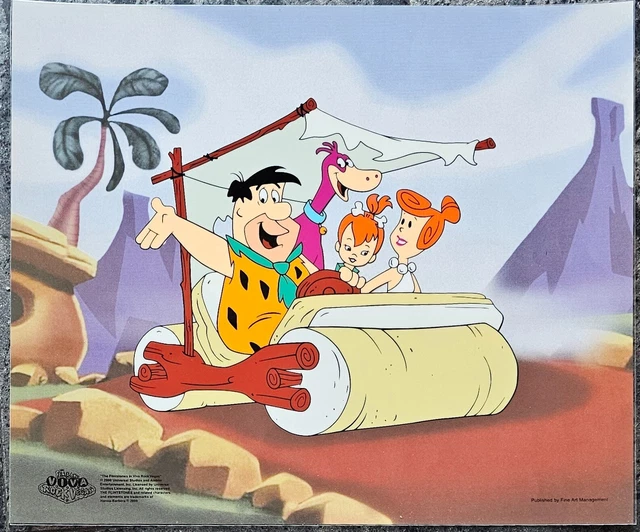 HANNA-BARBERA FAMILIE FEUERSTEIN Auto Sericel Cel Fred Wilma Pebbles ...