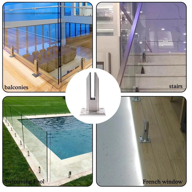 GLASS FENCE SPIGOT Pool Balustrade Fencing Clamp 304 Silver Steel, F8I8 ...