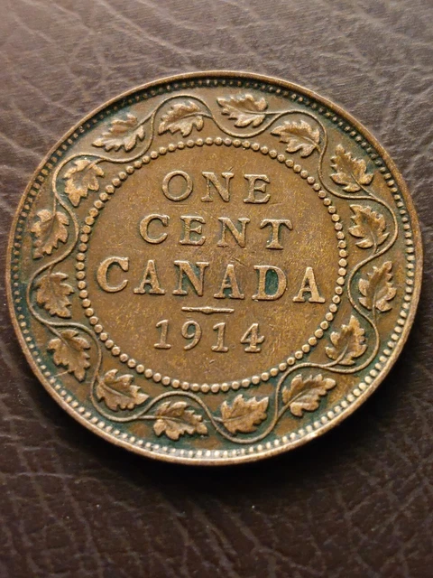 1914 CANADA LARGE Cent (gc13) George V Canadian Penny Copper Coin Cent ...