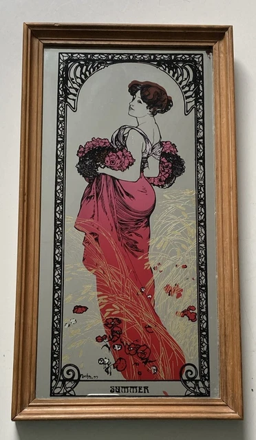 VINTAGE RETRO ALPHONSE Mucha art nouveau Four Seasons “SUMMER “ printed ...