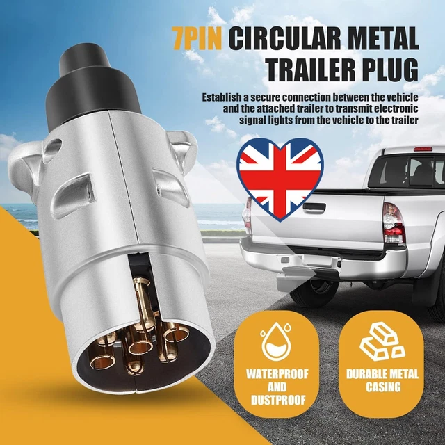 7 PIN PLUG Round Male Metal Caravan Trailer Truck Ute Automotive Parts ...
