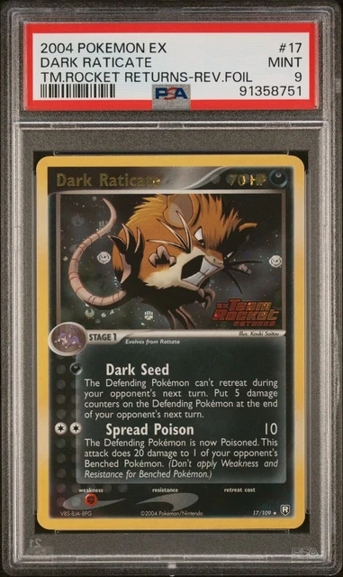2004 EX TEAM Rocket Returns DARK RATICATE Reverse Foil STAMPED (17/109 ...