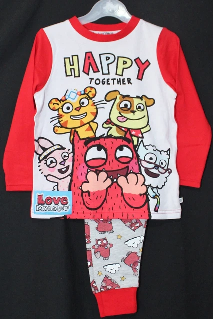 LOVE MONSTER BOYS/GIRLS Pyjamas/ Red & White Unisex PJs Sizes 12 Months ...