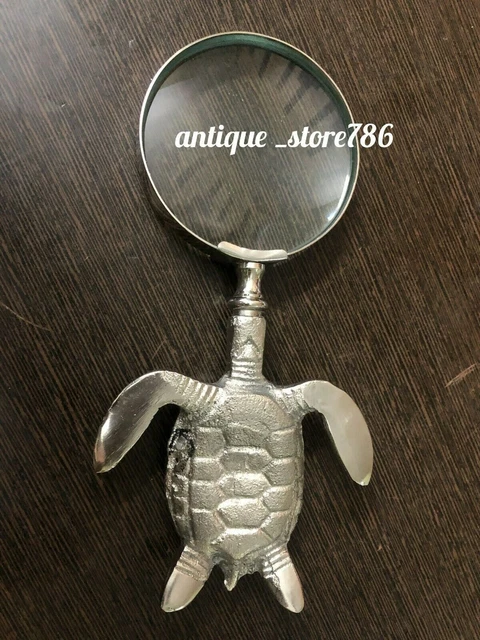 MAGNIFYING GLASS WITH Brass Sea Turtle Handle Magnifier For Office ...