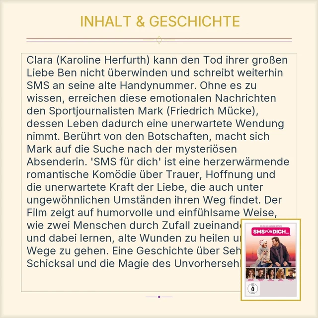 SMS FÜR DICH DVD Romcom Karoline Herfurth Friedrich Mücke Nora ...