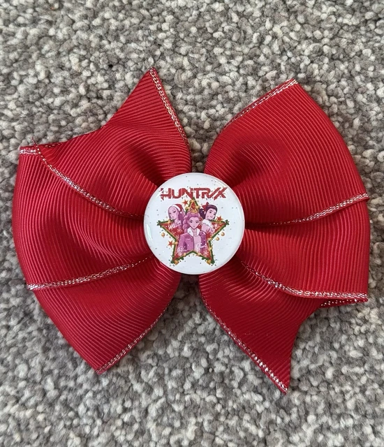 KPOP DEMON HUNTERS Huntrix Red With Silver Glitter Trimming Hairbow -3. ...