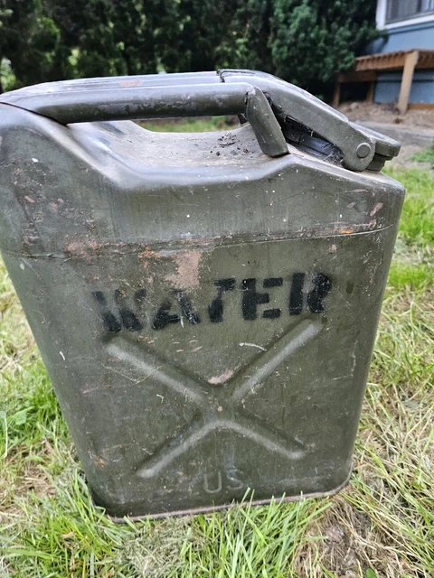 USMC US MILITARY 5 Gallon Water Jerry Can OD Green Vintage Tin Aluminum ...
