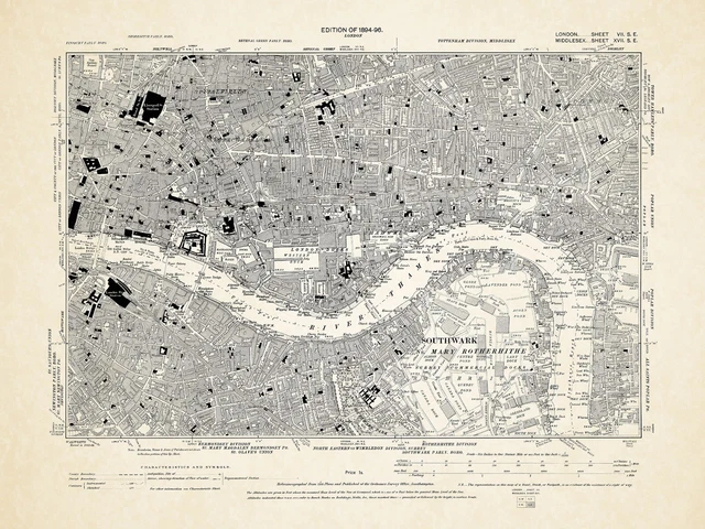 OLD MAP WHITECHAPEL, Docks, Shadwell, Limehouse 1896 London repro 7-SE ...