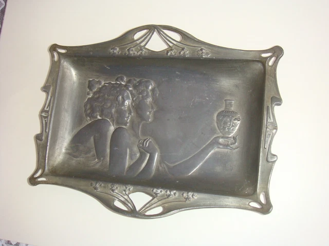 SCULPTURE*PLATEAU*&IDYLLE ATHENIENNE&ART NOUVEAU&FIN XIXeme*Etain* EUR ...