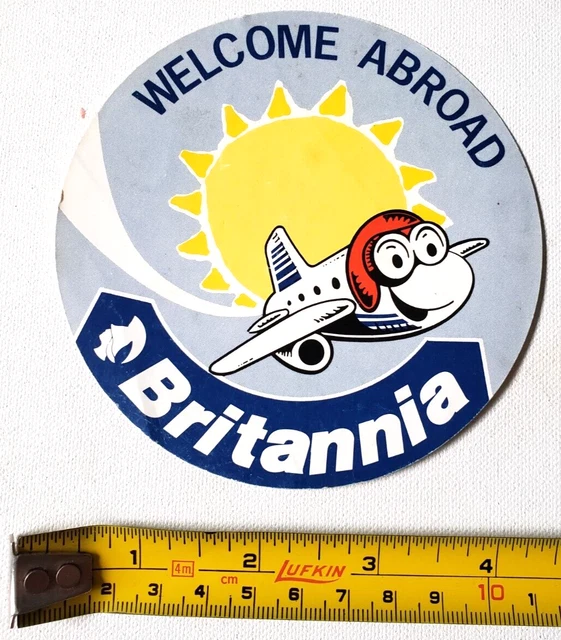 VINTAGE WELCOME ABROAD BRITANNIA Airlines Aviation NOS Sticker ...
