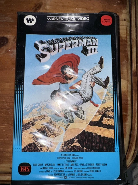 SUPERMAN III 3 (1983 Black Warner Clamshell VHS) Christopher Reeve ...