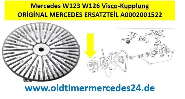 ORIGINAL MERCEDES W123 W126 Visco Kupplung Lüfter Lüftermotor A0002001522 NEU EUR 299,00 ...