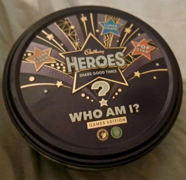 CADBURY HEROES WHO Am I (Games Edition) Chocolate Tin Score Card ...