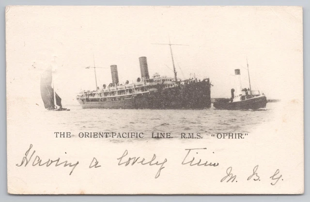 RMS OPHIR ORIENT-PACIFIC Line Ship Postcard Postally Used Grimsby 1905 ...