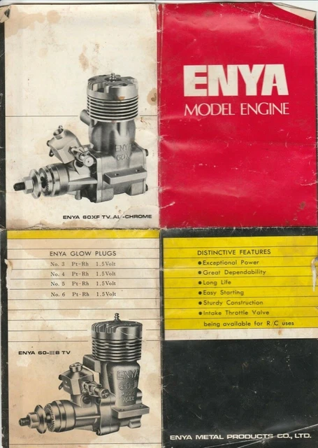 ENYA MODEL ENGINE leaflet - catalogue, specifications and operation ...
