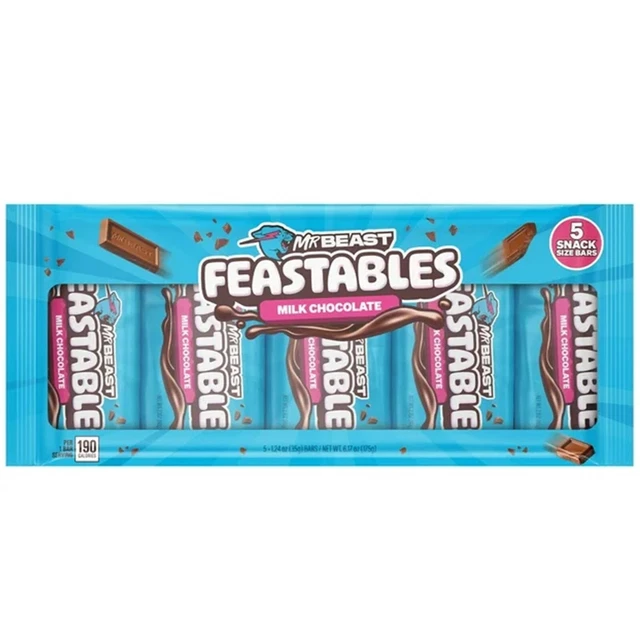 MR BEAST FEASTABLES MrBeast Bar - Milk Chocolate - 1.24oz / 35g - 5 Count £27.78 - PicClick UK