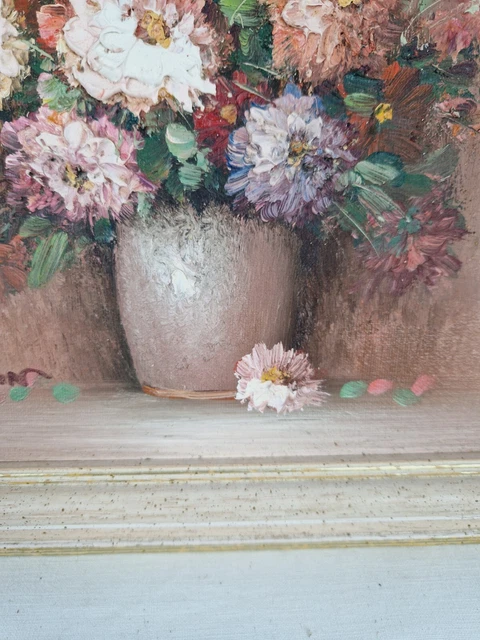 TABLEAU ANCIEN SIGNÉ Robin Bouquet De Fleurs Nature Morte Ton Rose EUR ...