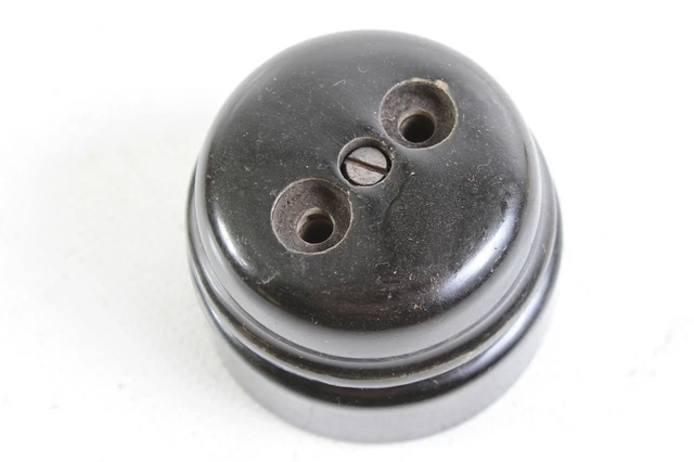 OLD PORCELAIN SOCKET Surface-mounted Round Black Art Deco Design Loft £ ...