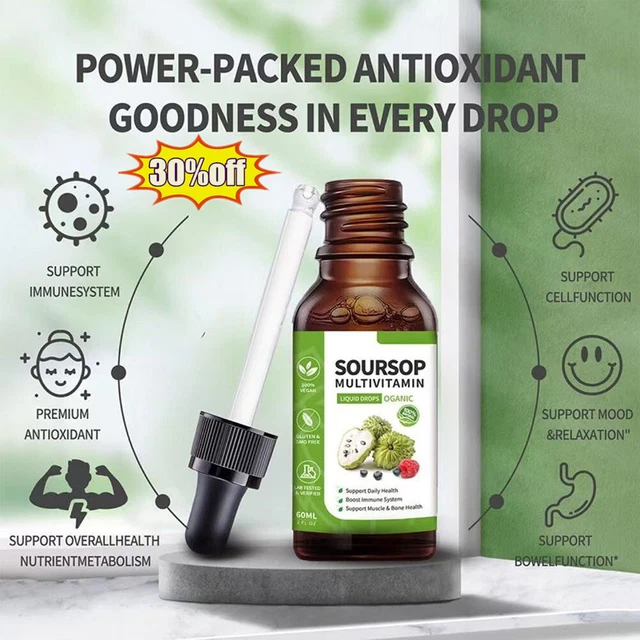 60ML GRAVIOLA SOURSOP Drops Fruit & Leaf Herbal Extract Boost Immune ...