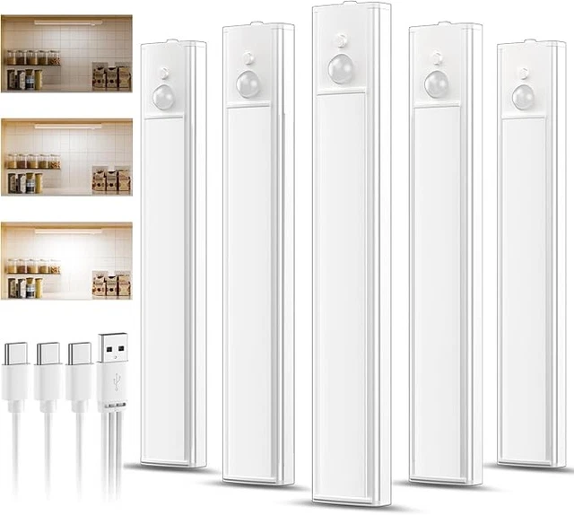 5 PACK UNDER Cupboard LED Kitchen Lights Motion Sensor Rechargeable £24 ...