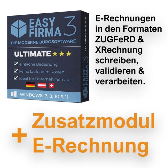 PROGRAMM FÜR E-RECHNUNGEN Easyfirma 3 Ultimate: ZUGFeRD & XRechnung einfach EUR 589,05 - PicClick DE